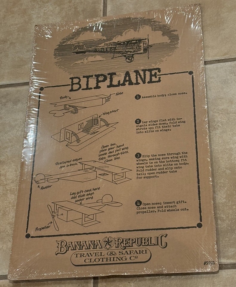 NOS VTG 80s Banana Republic Biplane 3D Gift Box | eBay