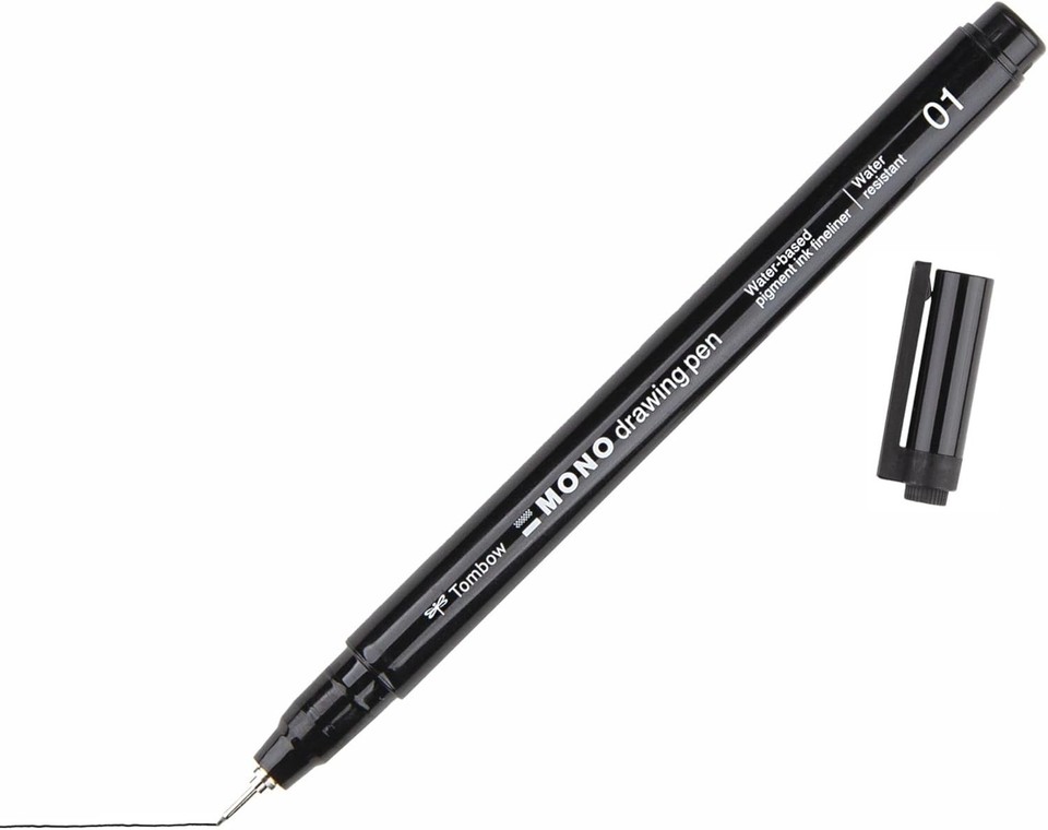 Tombow Fineliner MONO drawing pen, line width 01 (approx. 0.25 mm ...