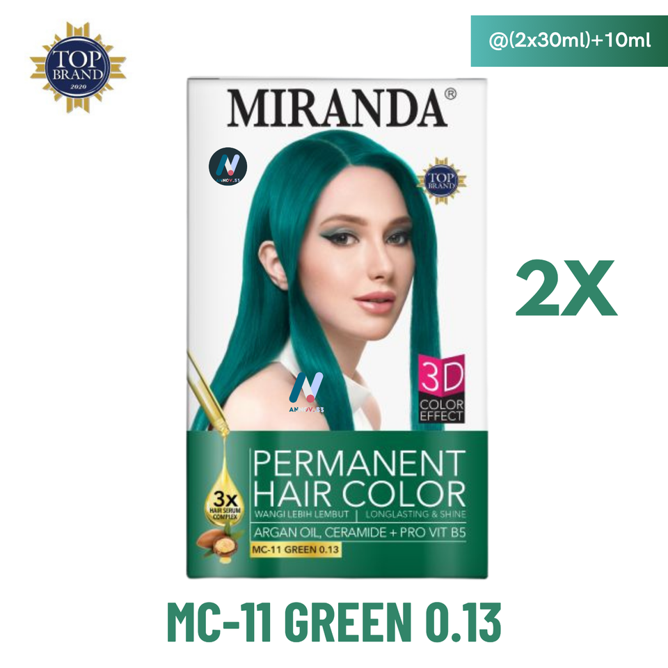 2X MIRANDA Premium 3D Permanent Hair Dye Shiny Moisture Color #MC-11 ...