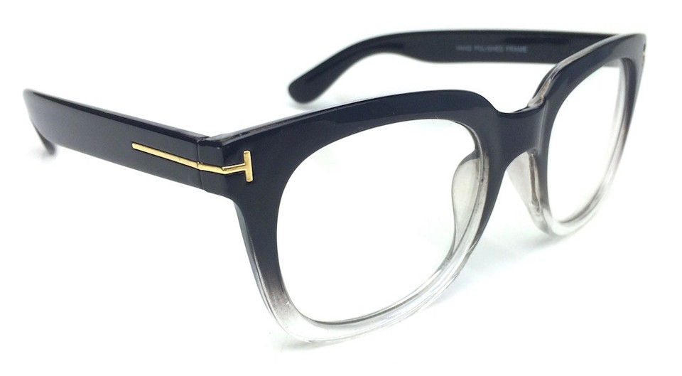 Ford Style Square Rectangular Large Thick Frame Clear Lenses Eyeglasses ...