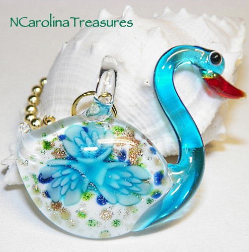 SWAN AQUA FLORAL BURST BIRD GLASS CEILING FAN LIGHT SWITCH PULL PULLS ...