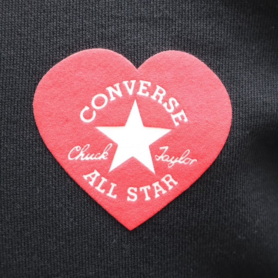 Converse x Valentine Red Heart Black Cotton Kangaroo Pocket Drawstring ...