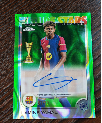 2024-25 Topps Chrome UEFA Lamine Yamal Future Stars Green Lava Auto /99 ...