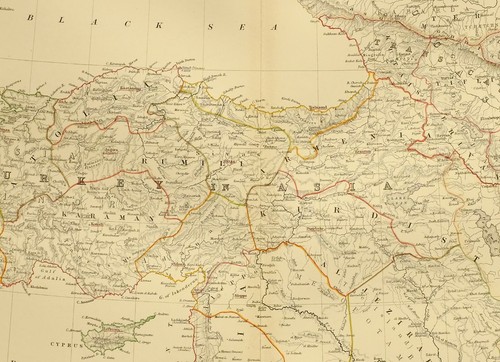 1873 HAND COLOURED MAP TURKEY IN ASIA MINOR TRANSCAUCASIA CYPRUS ...