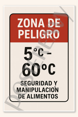 Danger Zone 41F-140F - Food Safety Poster - Spanish - 18x12 in Poster ...