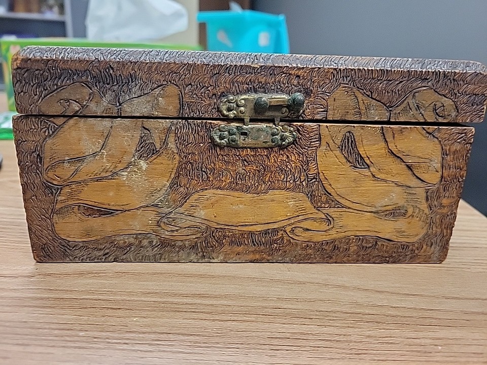 Vintage Flemish Art Pyrography Wood Box Art Nouveau Woman in Profile | eBay