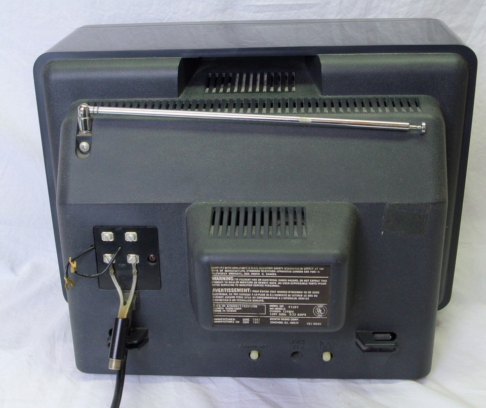 Zenith 12" B&W Portable CRT TV Vintage 1980's Working Y120Y | eBay