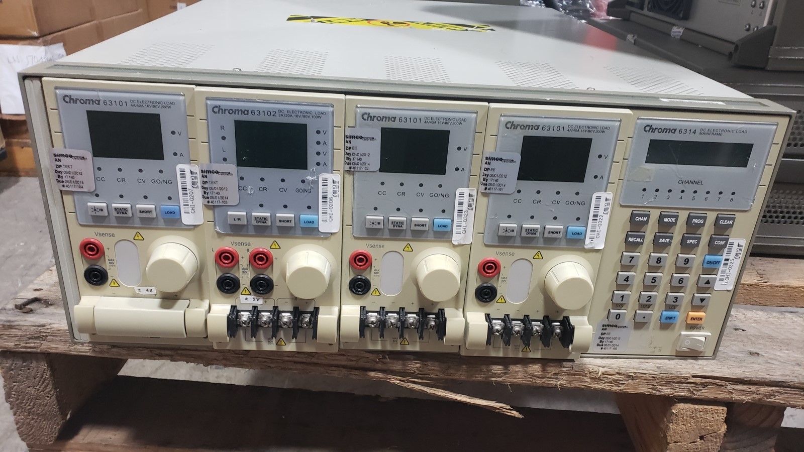 CHROMA 6314 DC LOAD MAINFRAME WITH (3) 63101 80V/30A 63102/6314 DC LOAD ...