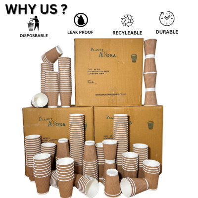12 oz Brown disposable Paper Cups Take Away Coffee cups Kraft For Hot ...