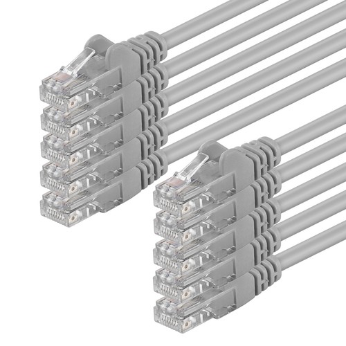 10 Stück CAT6 Kabel Patchkabel Netzwerk Gigabit Ethernet DSL LAN grau 0 ...
