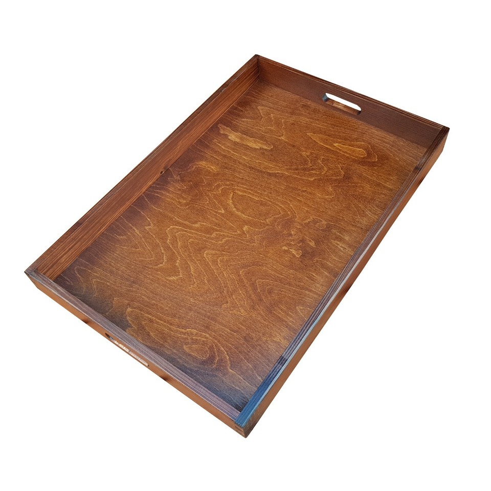 Extra Large Wooden Serving Tray 60 cm x 40 cm x 6 cm, - Brown | eBay UK