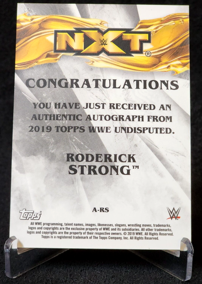 2019 WWE Topps Undisputed Roderick Strong On Card Auto Autograph Signed ...