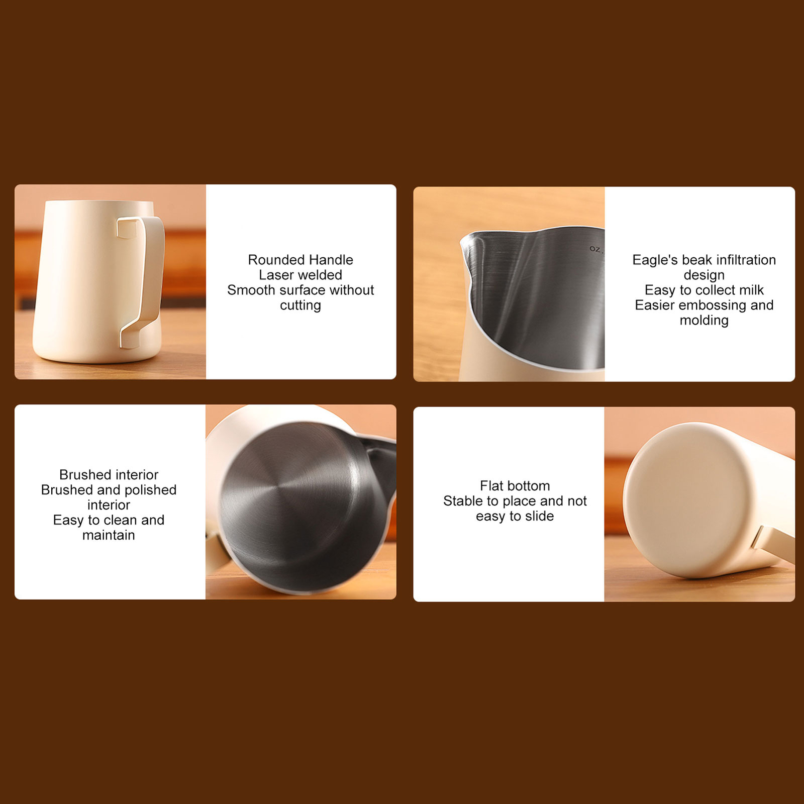 Art Froth Cup Dripless Pull Flower Cup Pointed Mouth Stainless Steel ...