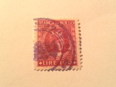 Marche da bollo d'Italia 1946 Marca da bollo Lire 100 usata MB76 | eBay