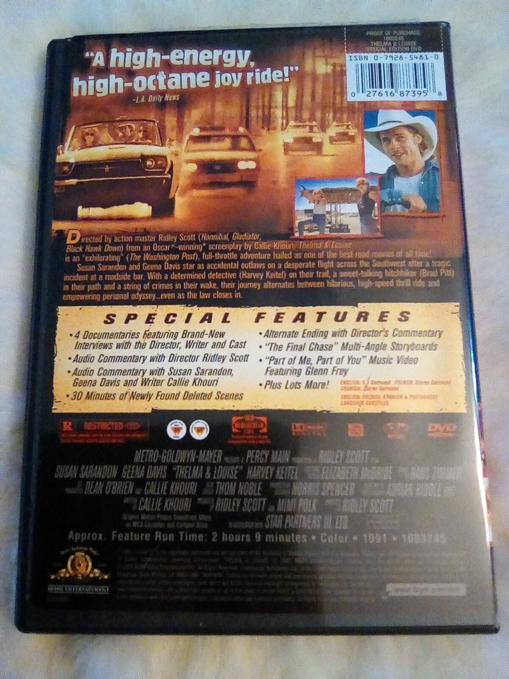 THELMA & LOUISE DVD Ridley Scott MGM HOME ENTERTAINMENT 1991 used | eBay