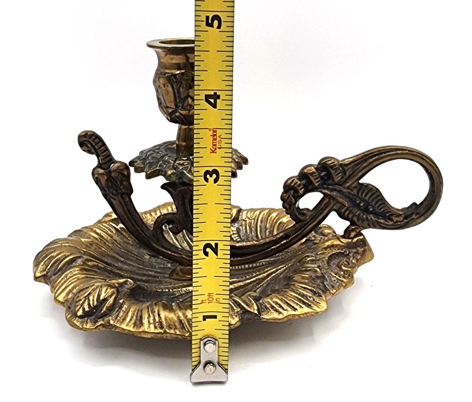 Vintage Chamber Stick Candle Holder Ornate Brass Victorian Style ...