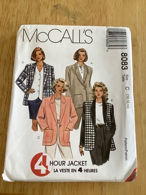 McCalls SEWING PATTERN 8083 Womens 4-Hour JACKET Sizes 10-14 UNCUT ...