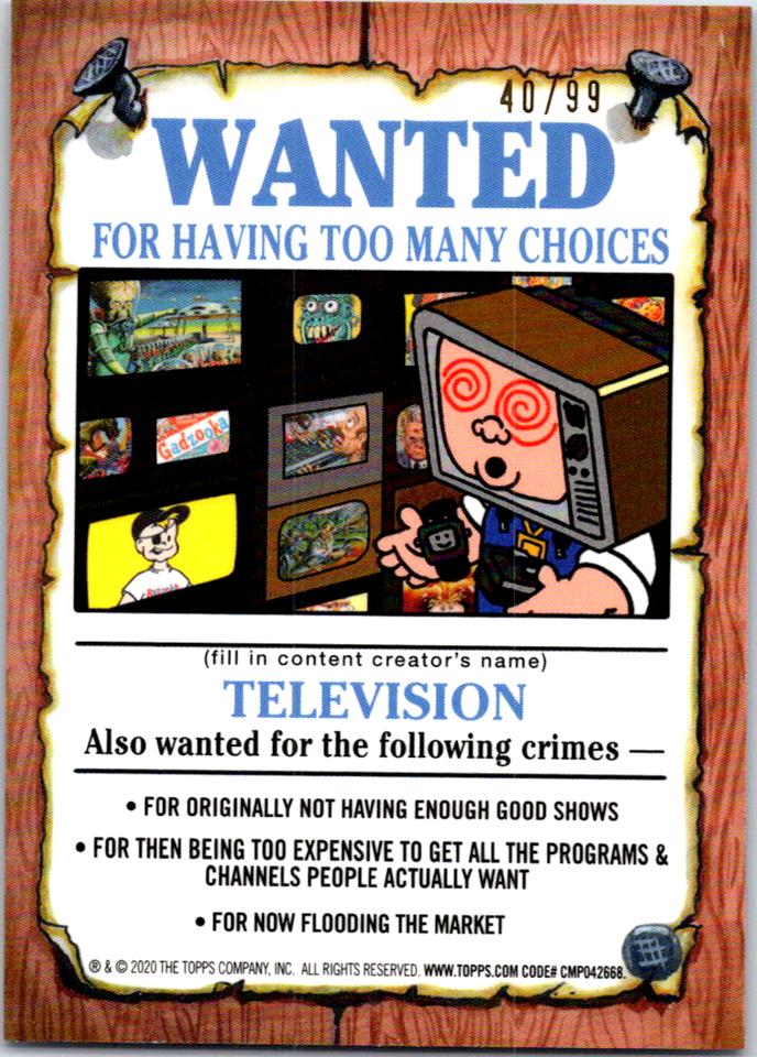 ADAM BURN 2020 Topps Garbage Pail Kids Chrome BLACK REFRACTOR 40/99 # ...