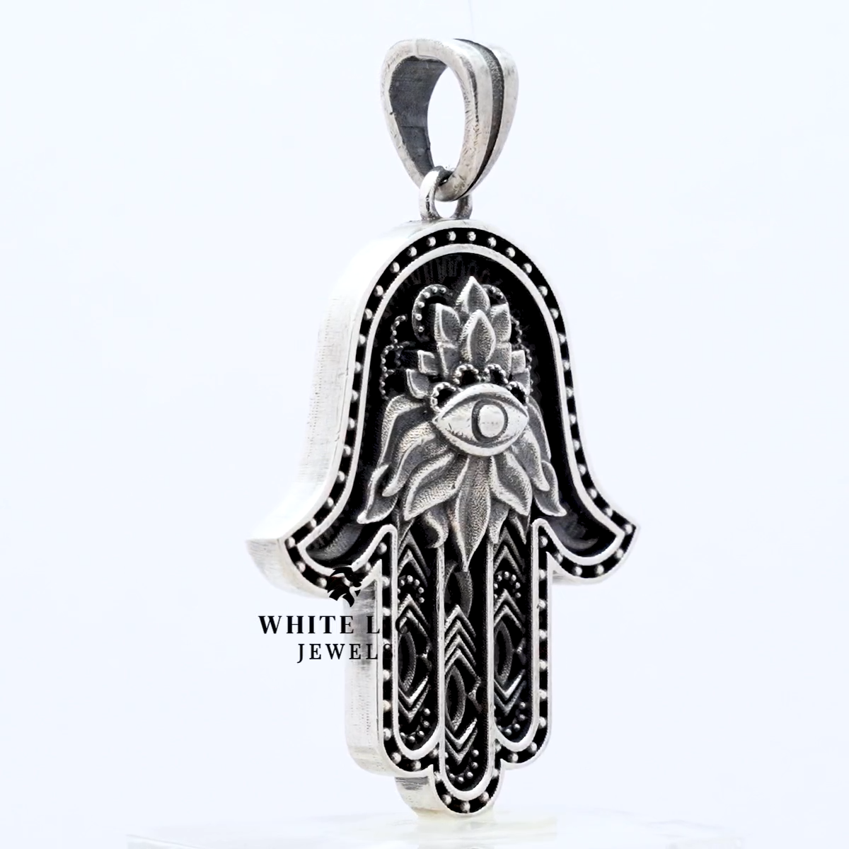 Hand of Fatima Hamsa Evil Eye Handmade Pendant 925 Silver Gift Charm | eBay