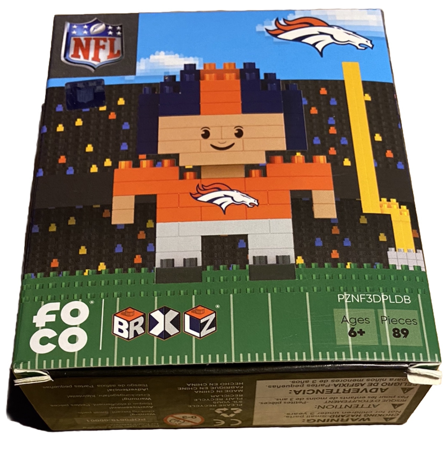 FOCO BRXLZ NFL Denver Broncos Mini Football Player 3-D Construction Toy ...