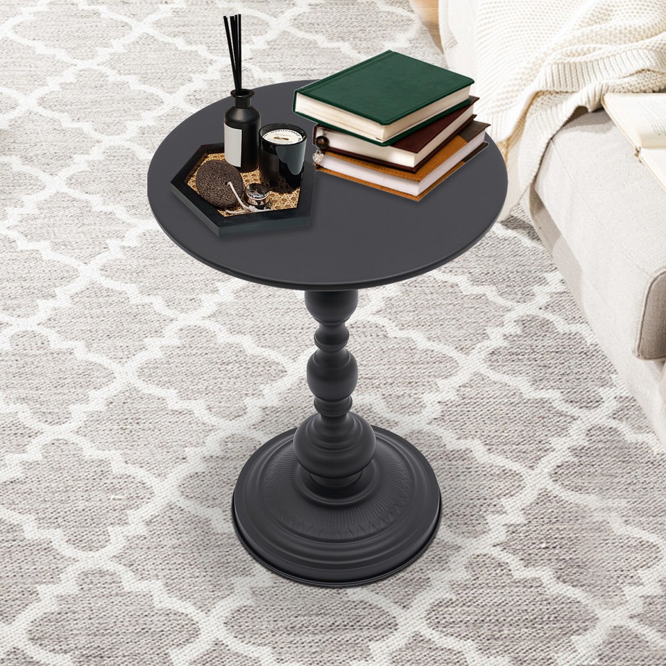 Retro Round Side Table Carbon Steel Sofa End Table Living Room Bar ...