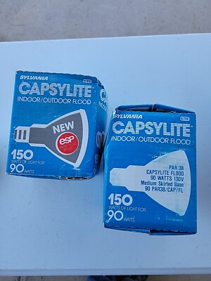 2x SYLVANIA PAR 38 CAPSYLITE BULB 150W For 90w Flood 90par38/cap/fl NOS ...