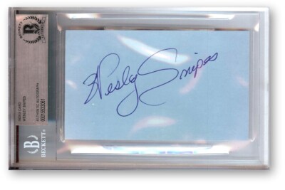 Wesley Snipes Signed Autographed Index Card Expendables Blade BAS 3061 ...
