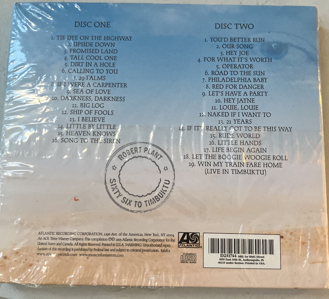 Sixty Six to Timbuktu by Robert Plant (CD, Nov-2003, 2 Discs, Atlantic ...