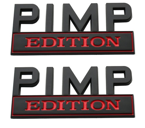 2x Pimp Edition Emblems Badge Car Side Rear Front Hood Trunk Door Black ...