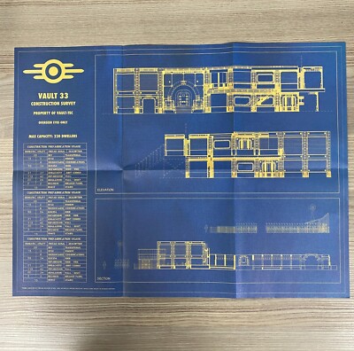 1 NOVELTY FALLOUT VAULT 33 BLUEPRINT MAP DOCTOR COLLECTOR VAULT-TEC ...