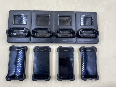 LOT OF 4 BLUEBIRD BP30 HANDHELD COMPUTER BARCODE SCANNERS WITH CHARGING ...