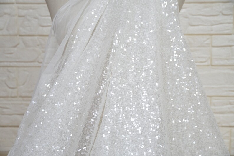 Off White Sequin Fabric