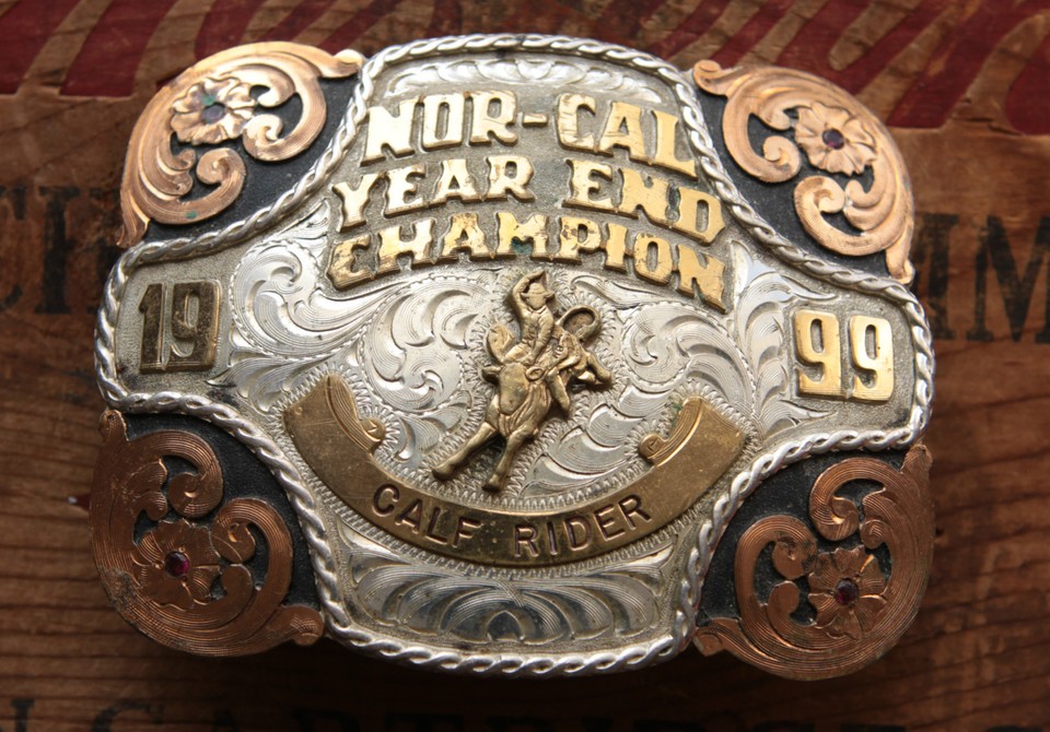Red Bluff Buckles Cowboy Rodeo Calf Rider Champion Western Trophy Belt ...