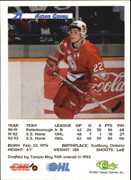 1993 Classic #21 Aaron Gavey | eBay