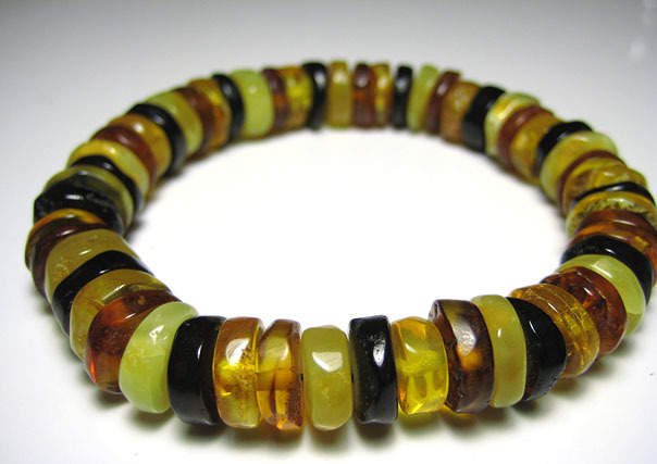 Natural Baltic amber bracelet / multicolour / elastic thread | eBay
