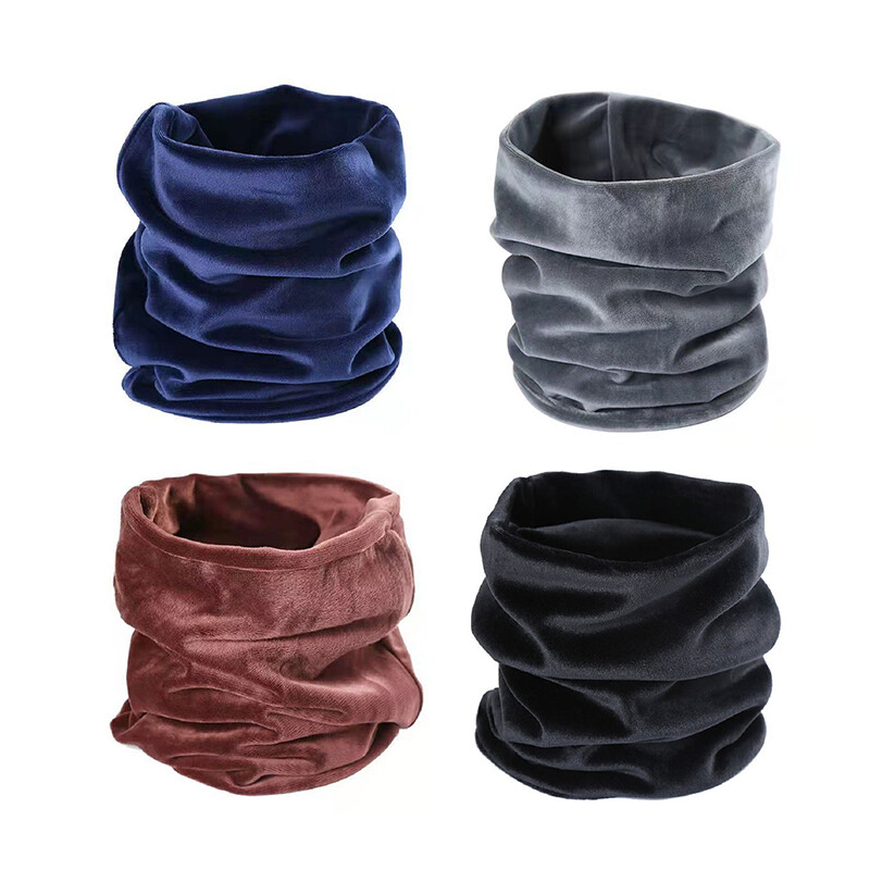 Winter Scarf Women Men Solid Collar Thick Warm Velvet Scarves Muffler ...