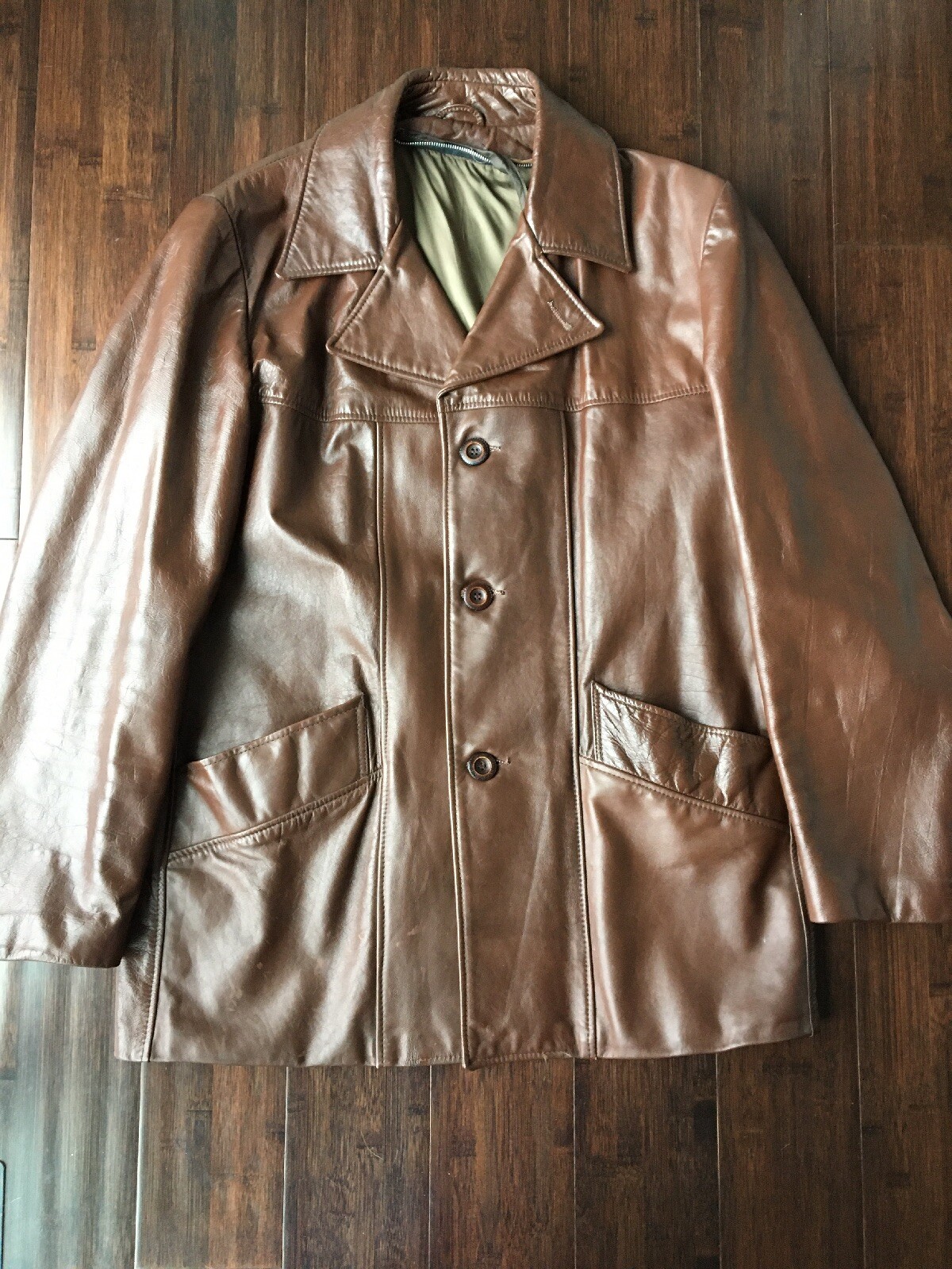 Vintage 1970's Size 42 Brown Leather Rockabilly Western Pimp Jacket ...
