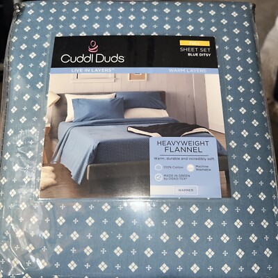 Cuddle Duds Full Sheet Set “ Blue Ditsy” Heavyweight Flannel (warmer) | eBay