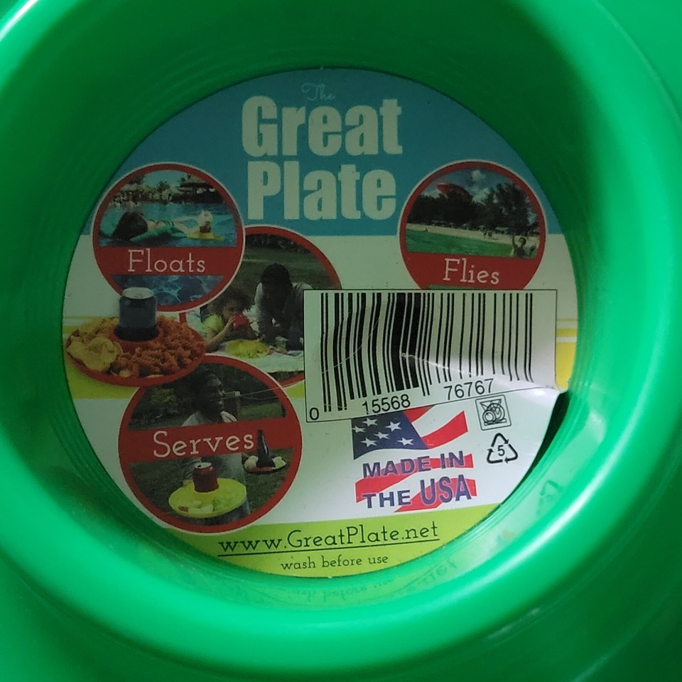 The Great Plate, Drink & food holder set of 6 green, Fun Party Plate ...