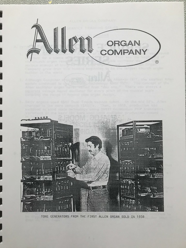 Allen Organ Analog Service Training Manual P/N 034-1008 - 100 pages | eBay
