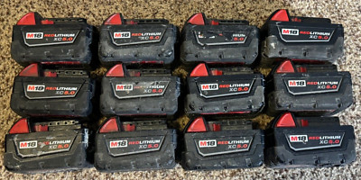 12 USED MILWAUKEE 5.0 amp M18 RED LITHIUM BATTERY PACKS | eBay