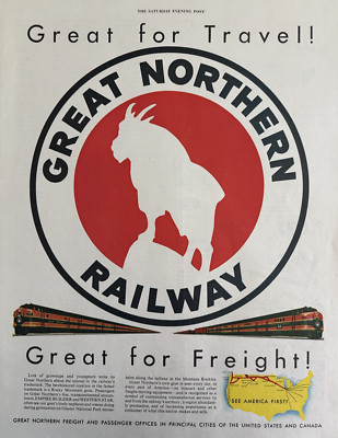 1953 Great Northern Railway Great Freight Travel Passenger Empire VTG ...