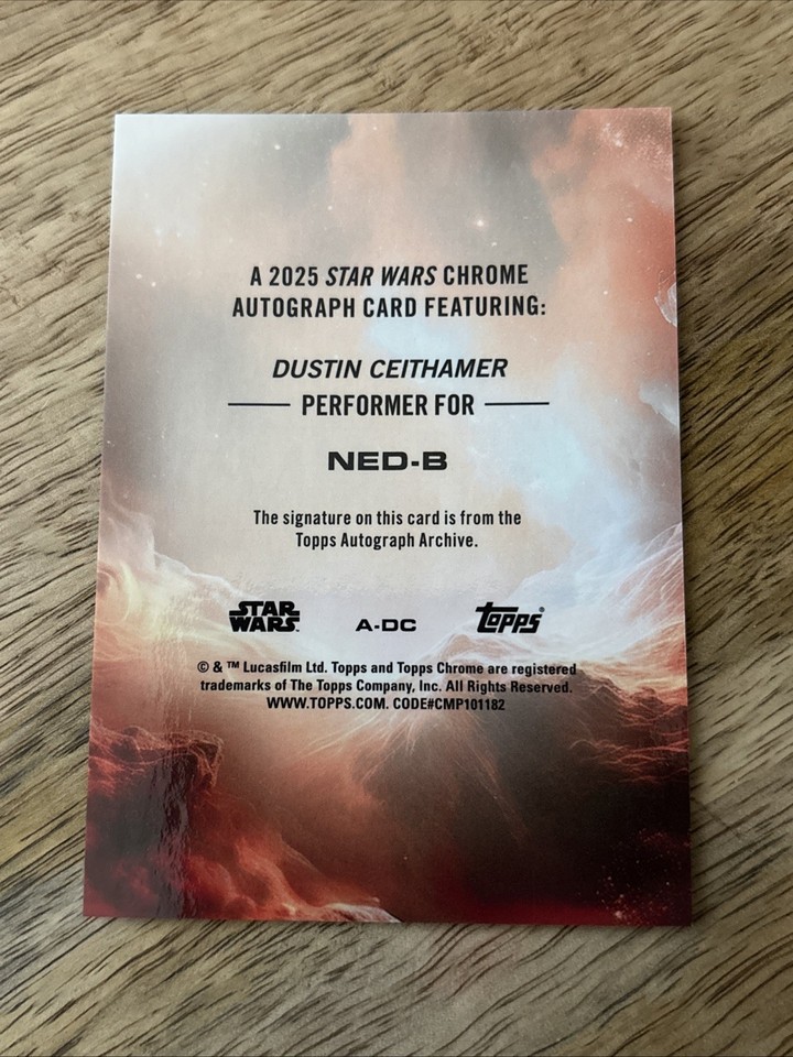 2025 Topps Chrome Star Wars #A-DC Dustin Ceithamer Auto Purple /199 NED ...