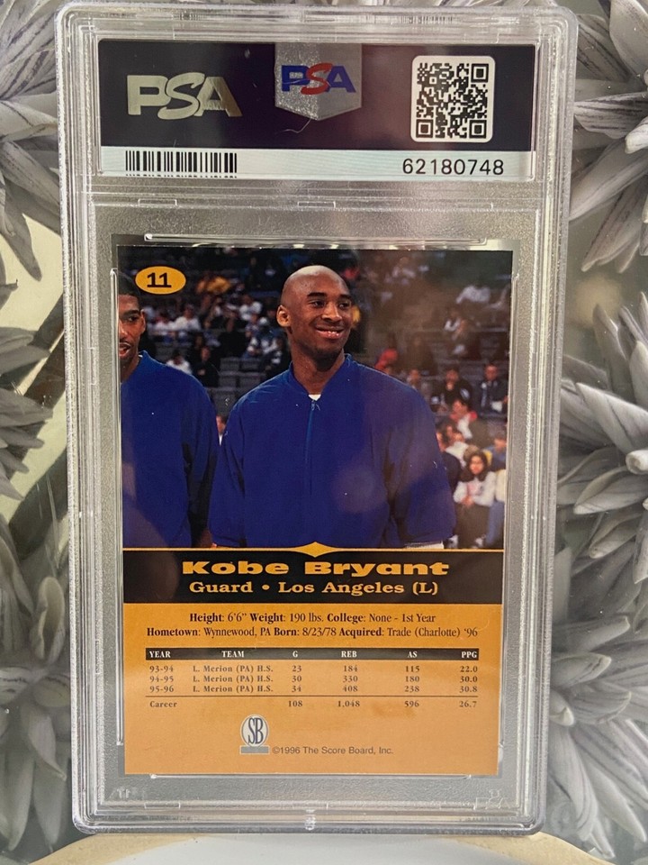 1996 All Sport PPF #11 Kobe Bryant Los Angeles Lakers RC Rookie PSA 10 ...