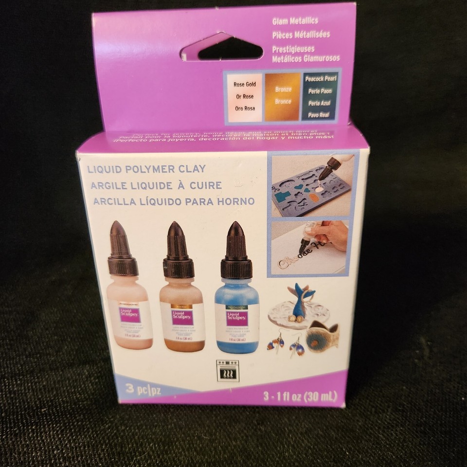 2 New Liquid Sculpey Polymer Clay Sets Primary Colors & Glam Metallics ...