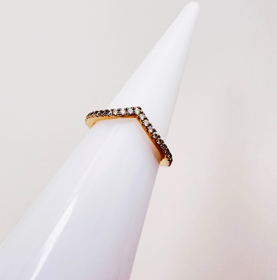 Estate Pandora ALE MET 14K Rose Gold Plated Sparkling Wishbone Ring, sz 4.5 / 48 | eBay