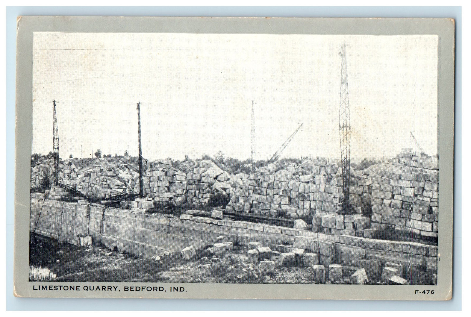 c1940s Limestone Quarry Bedford Indiana IN Unposted Clear View Postcard ...