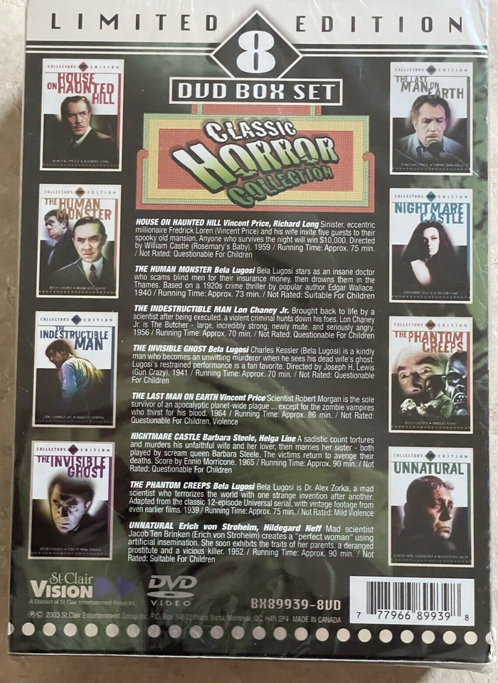 Classic Horror Collection DVD Lot Of 8 Brand New | eBay