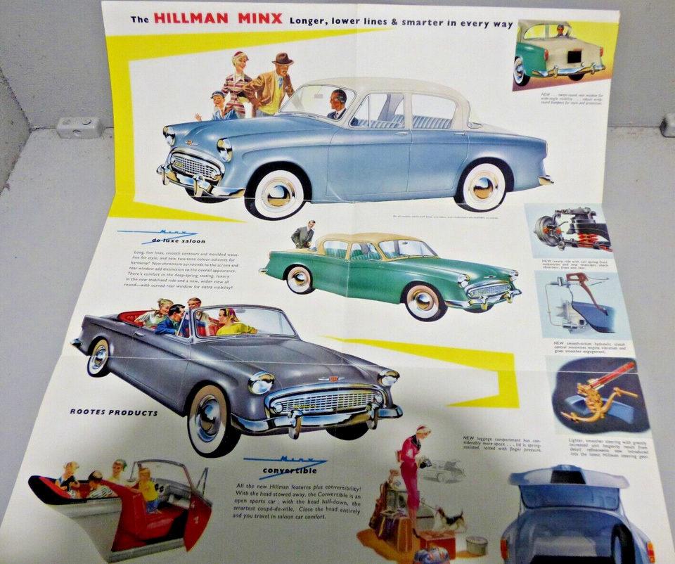Hillman Minx saloon & convertible car sales brochure fold out | eBay