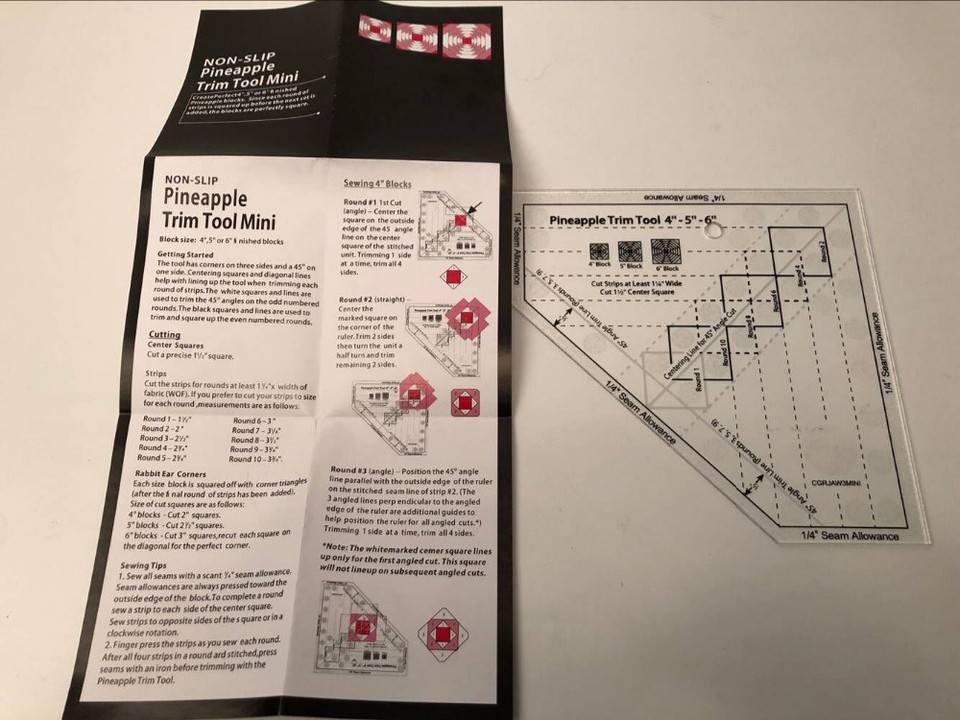 NON-SLIP The Pineapple Ruler NEW Quilting Ruler Pineapple Trim Tool MST ...